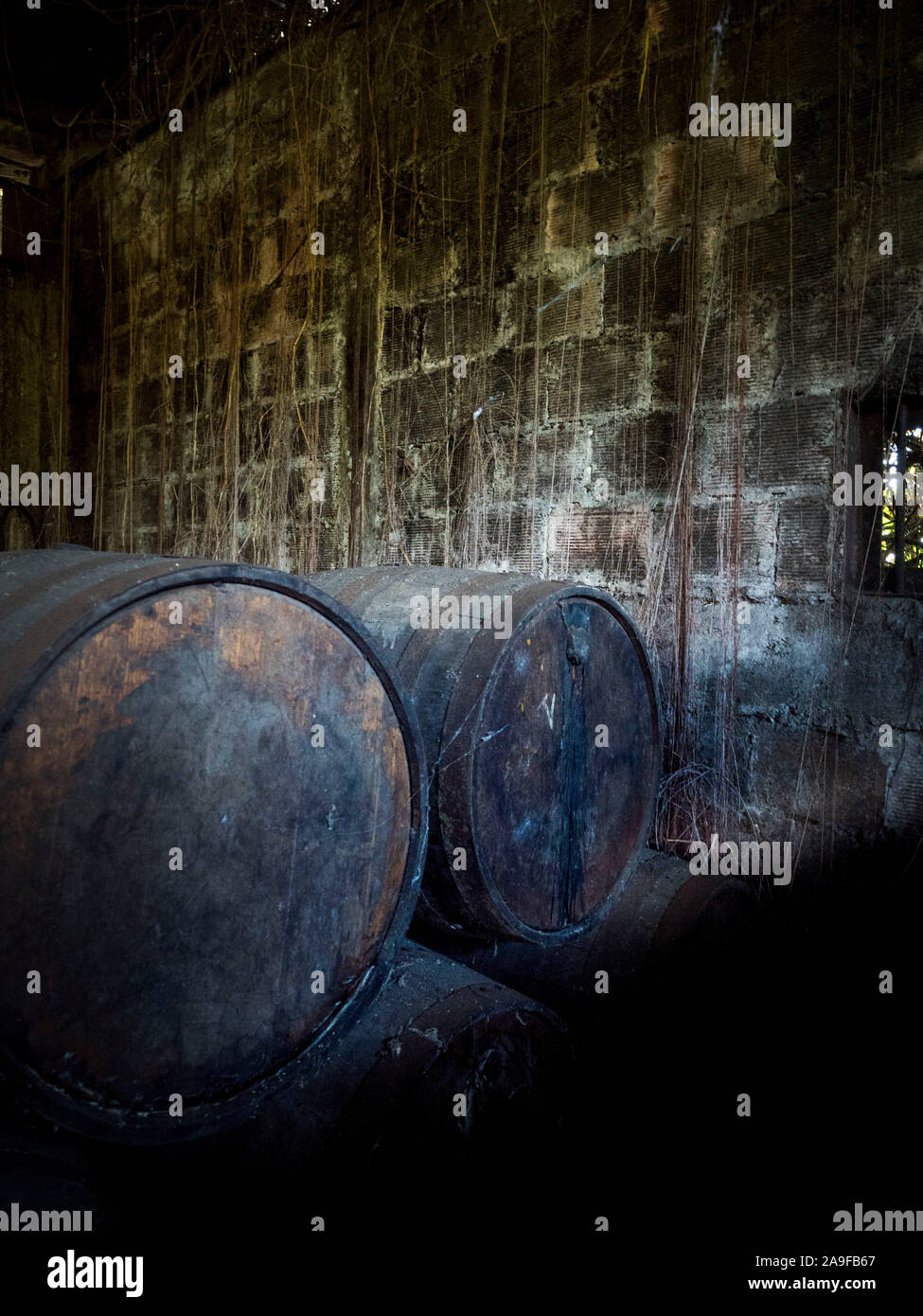 Habitation la Favorite, rum distillery, barrels, distillation with ...