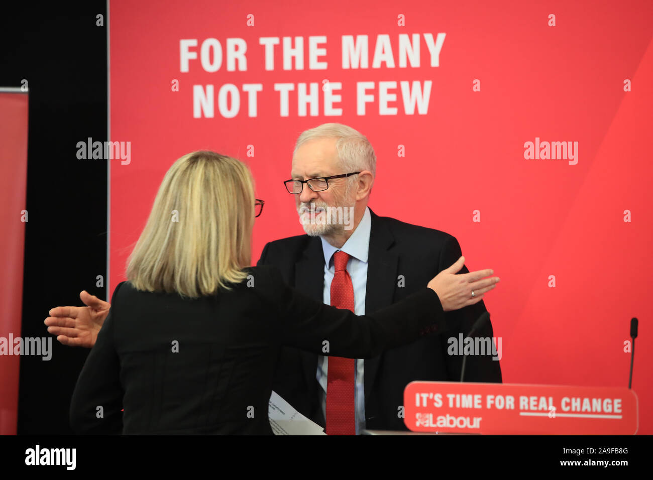 Labour Party leader Jeremy Corbyn welcomes Rebecca Long-Bailey to the ...