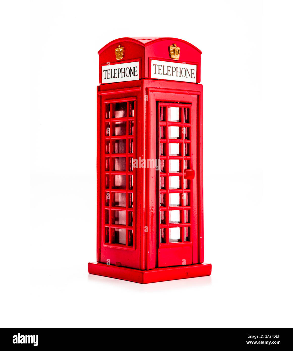 Red telephone box isolated on white background Stock Photo - Alamy