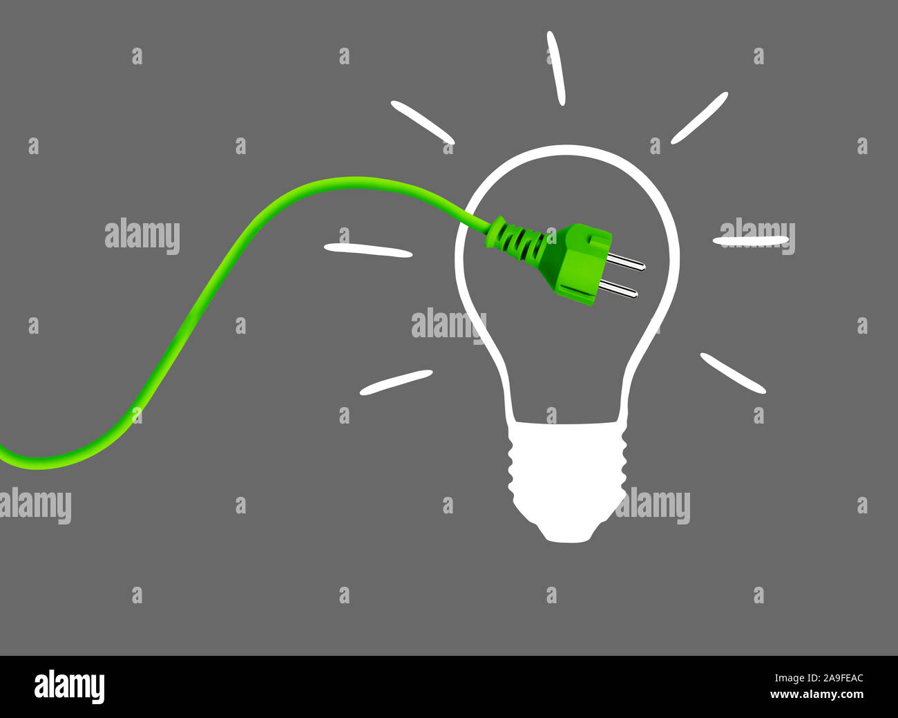 Green power plug with lamp Stock Photo - Alamy