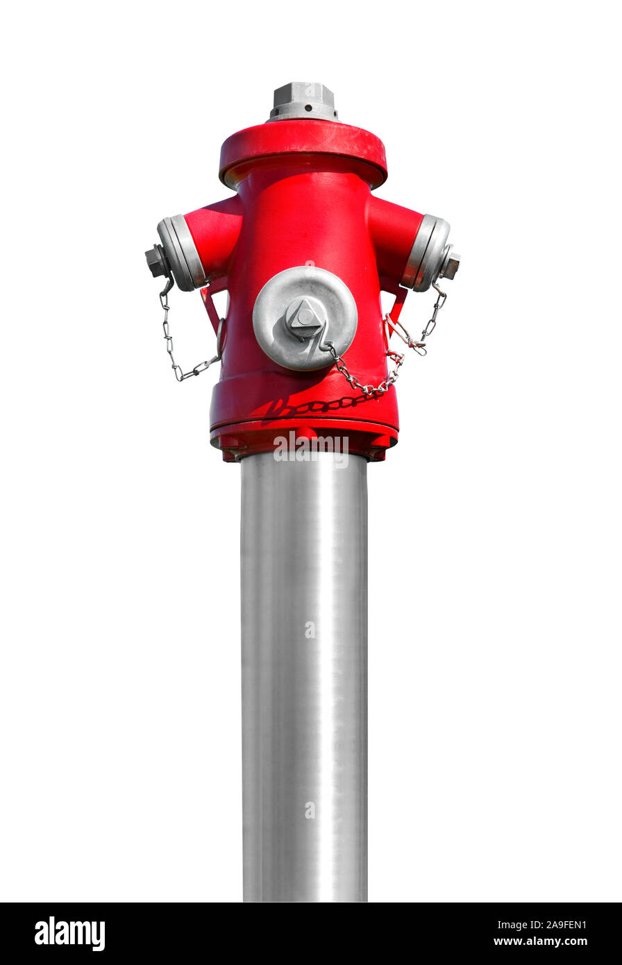 Red hydrant isolated on white background Stock Photo - Alamy