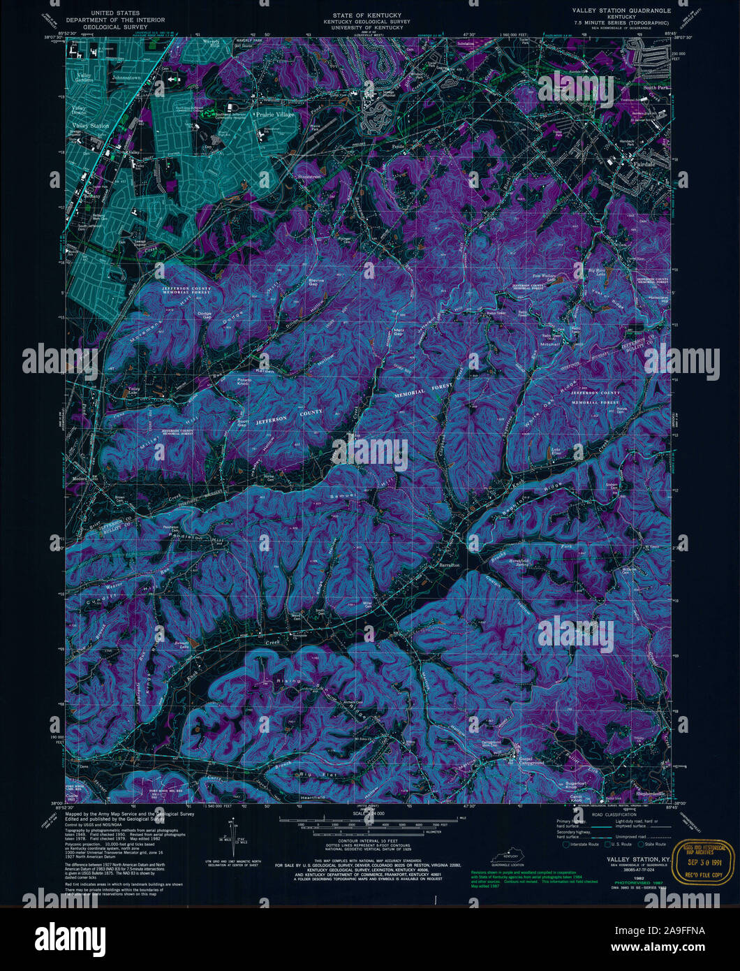 USGS TOPO Map Kentucky KY Valley Station 804385 1982 24000 Inverted ...