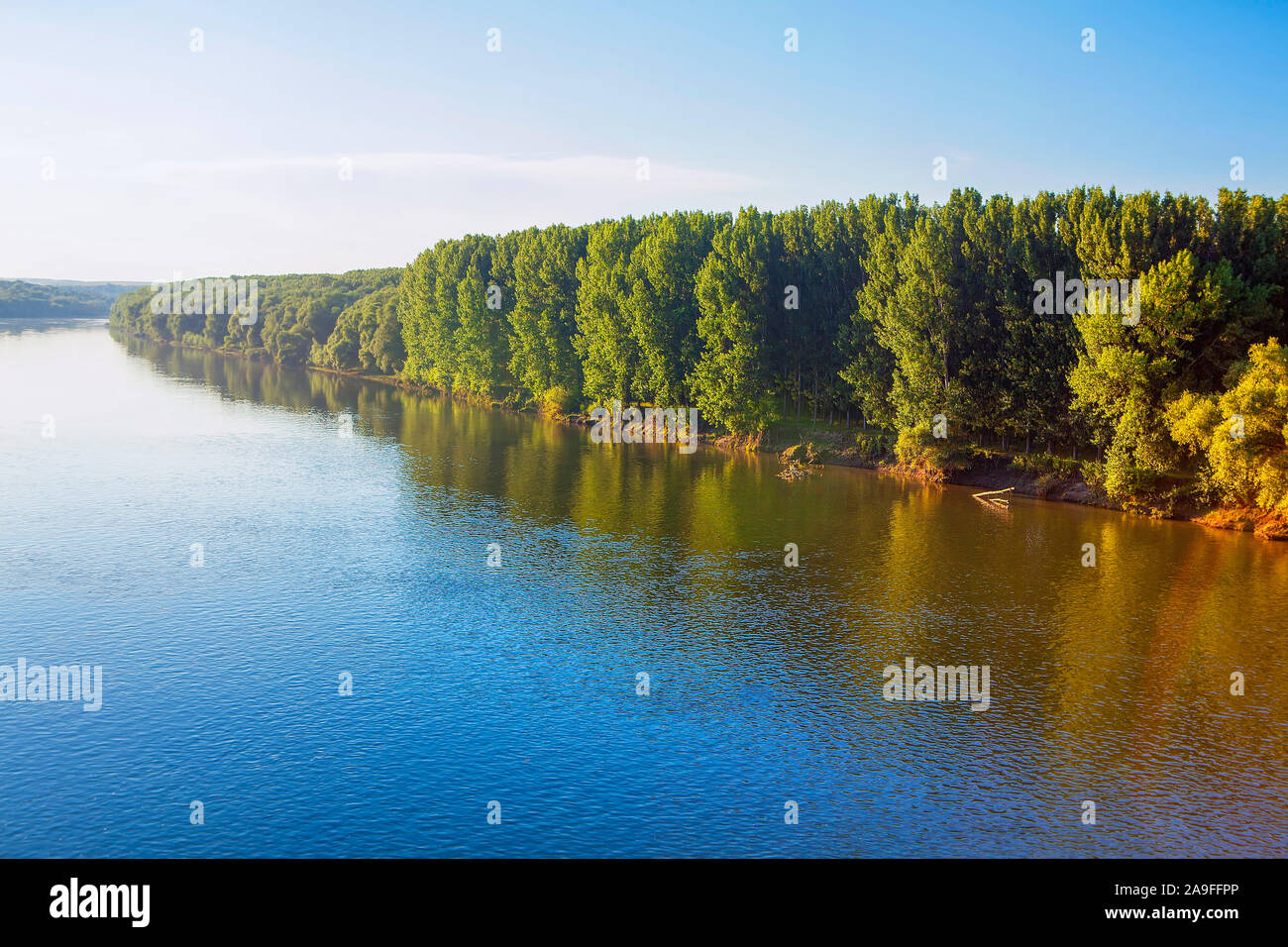beautiful landscape with river and green trees Stock Photo - Alamy