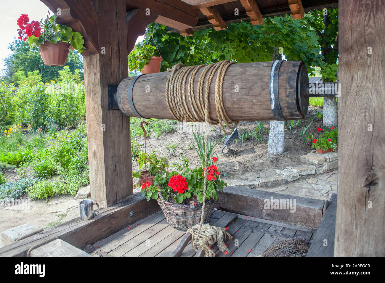 traditional well with fresh water in the village Stock Photo - Alamy