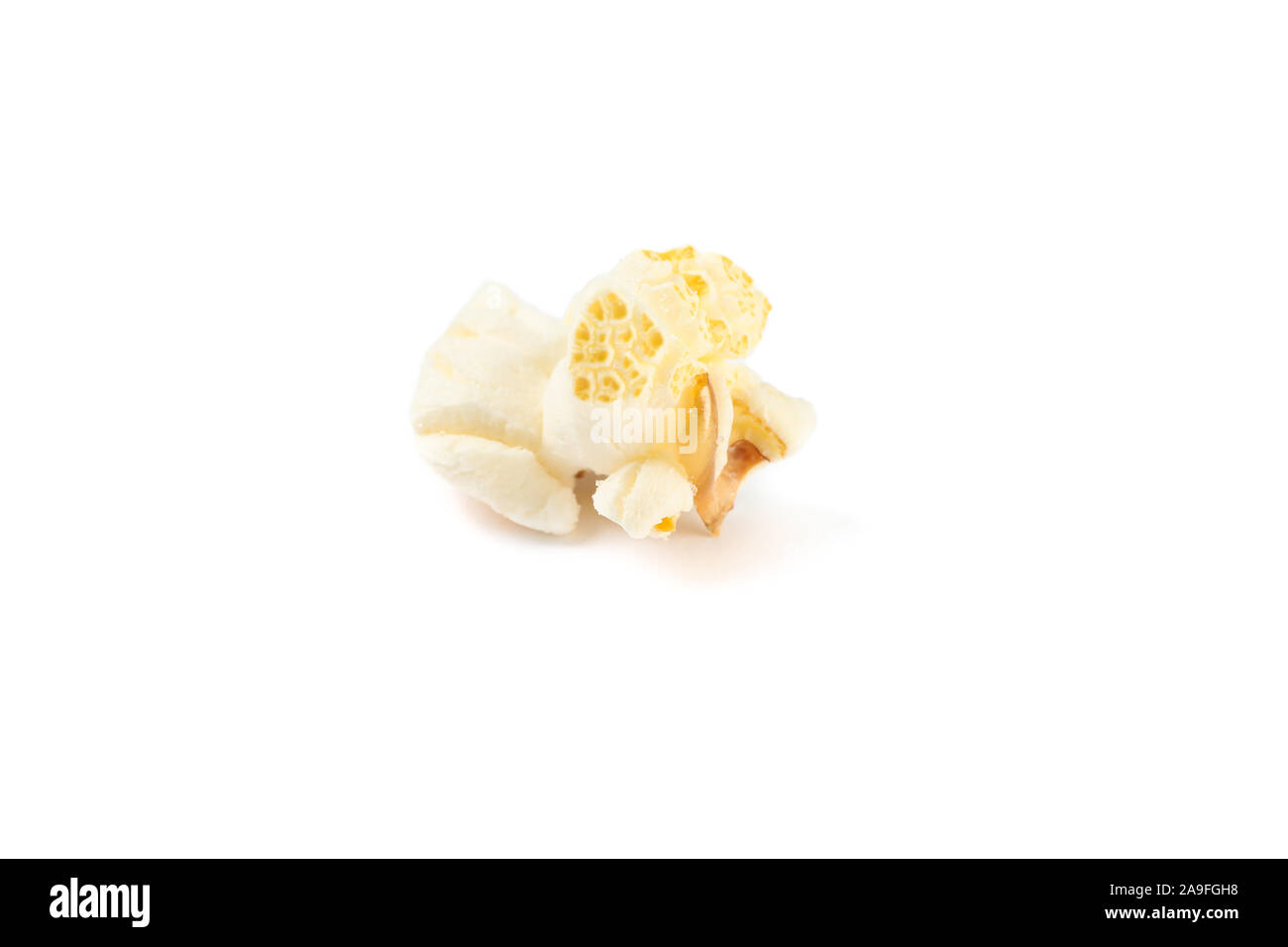 Piece of popcorn isolated on white background, close up Stock Photo - Alamy