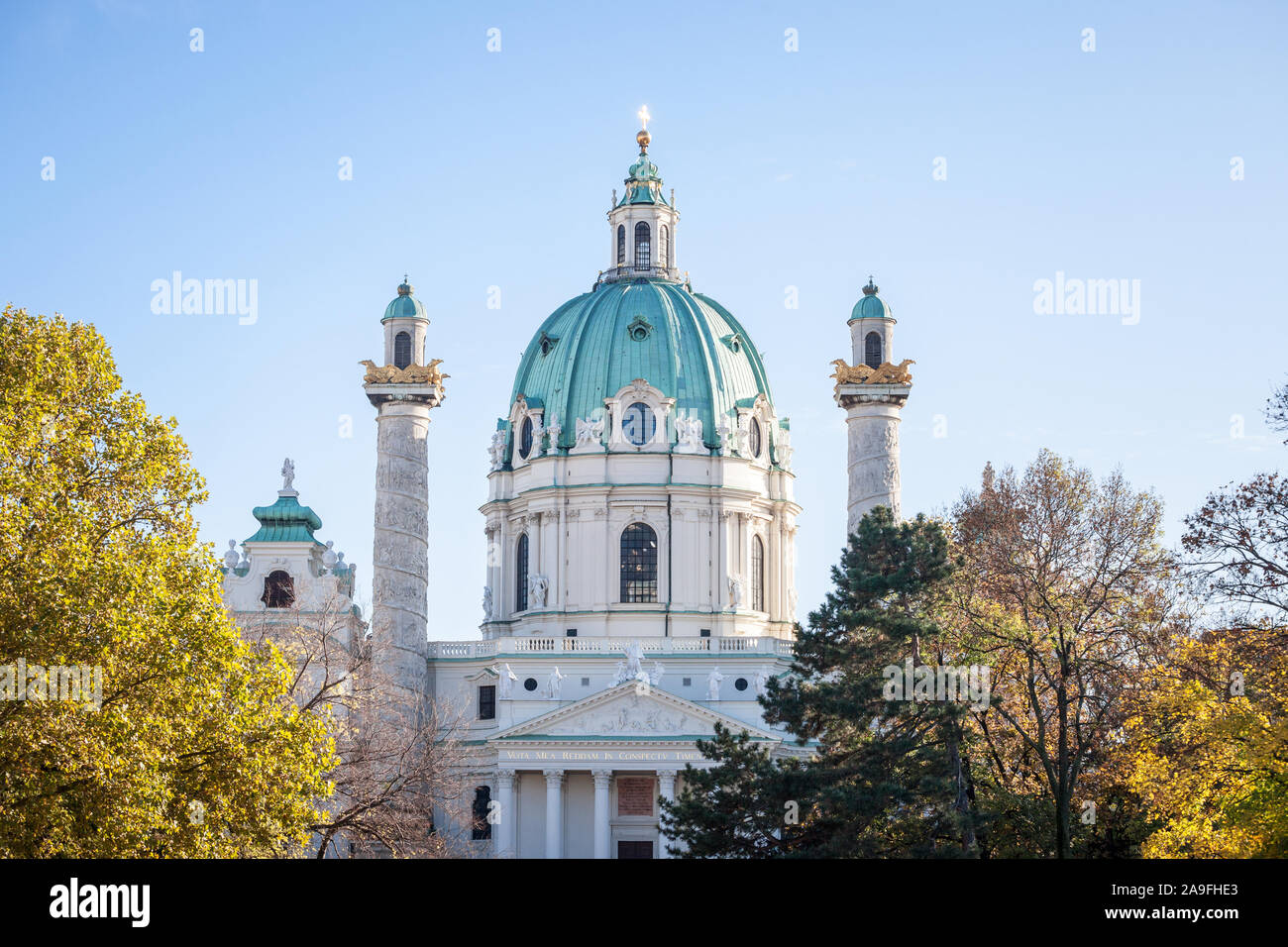 Karlskirche on the Karlsplatz square in Vienna, Austria. It is a ...