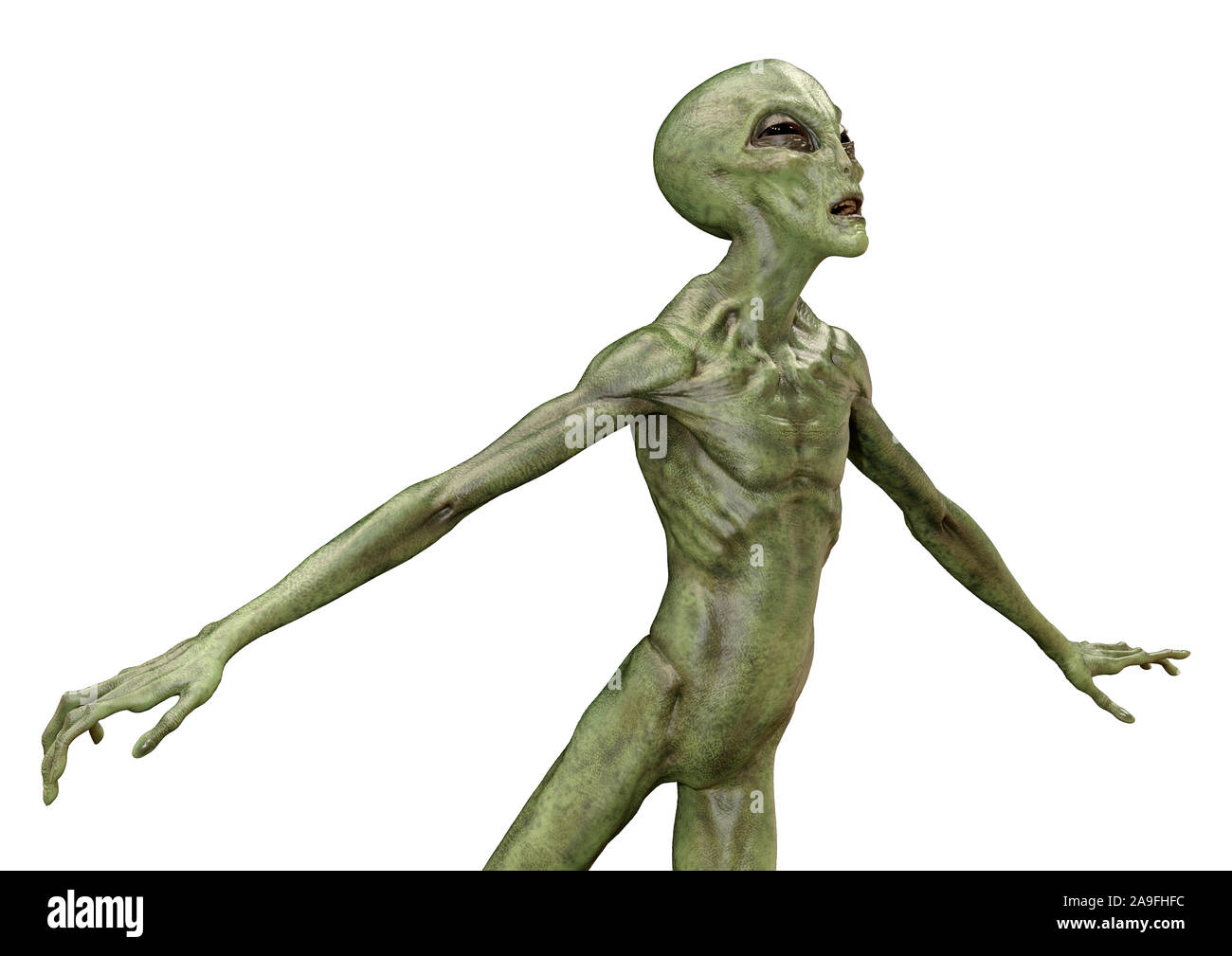 3D rendering of a green alien isolated on white background Stock Photo ...