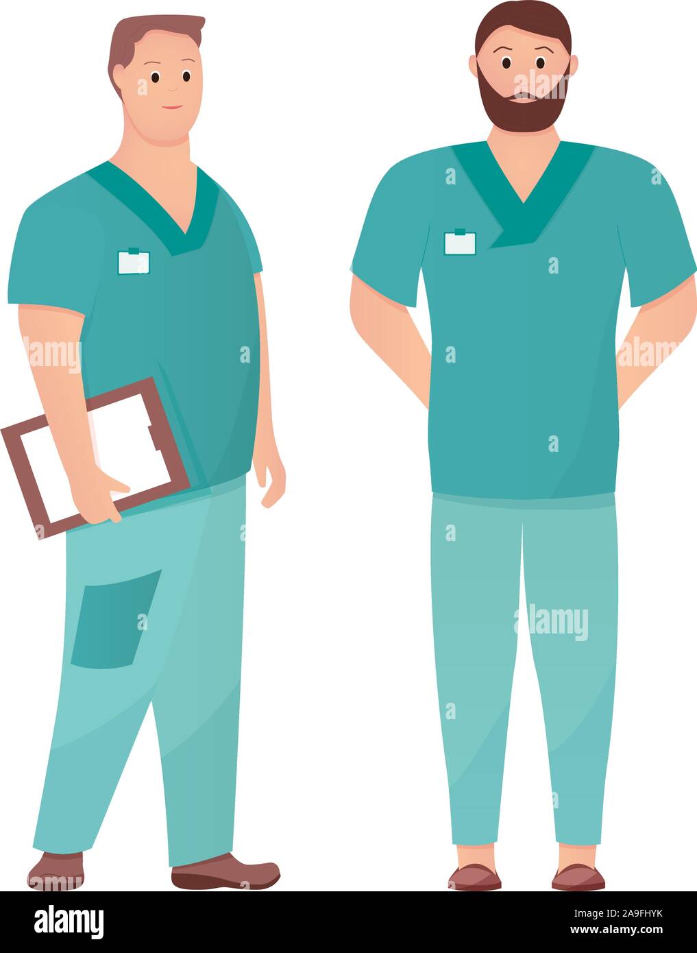 Two doctors standing tall. Medical care or urgent care concept ...
