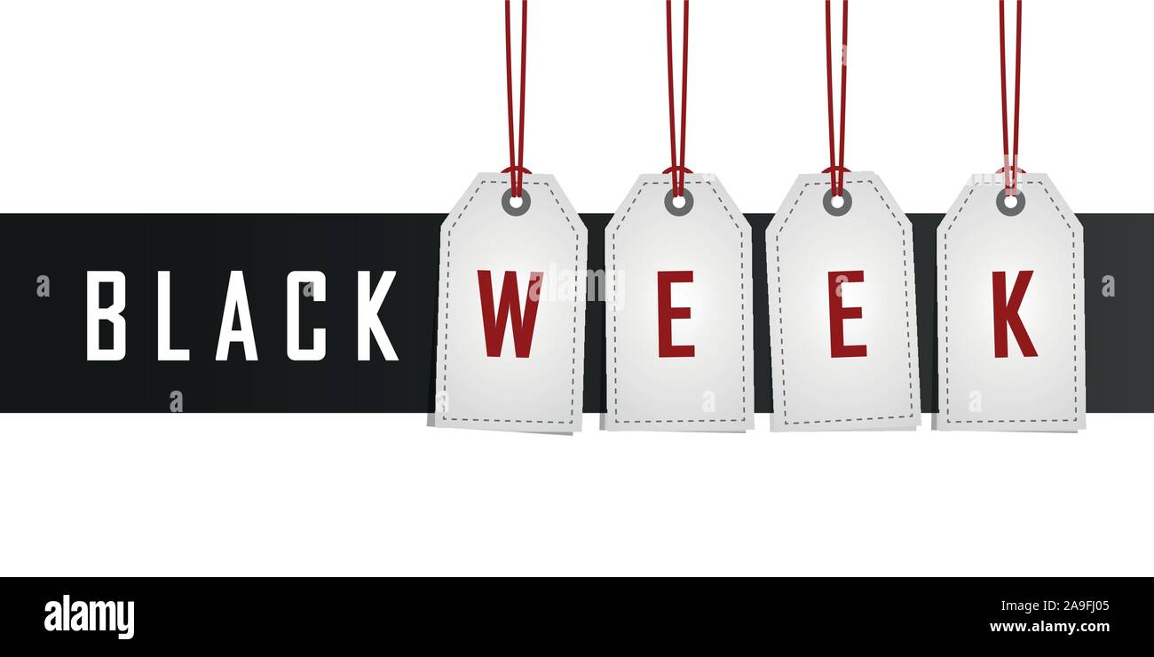 black week promotion hanging label vector illustration EPS10 Stock ...
