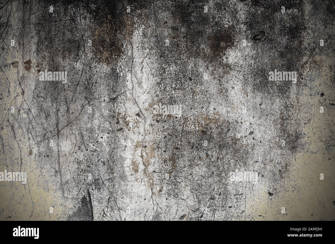 Old stained concrete wall with cracks, dirt and mold: grunge background ...