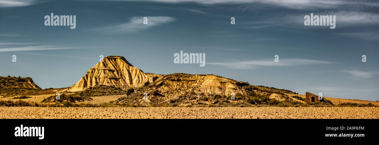 Desert landscape in the semi-desert Bardenas Reales in Spain Stock ...