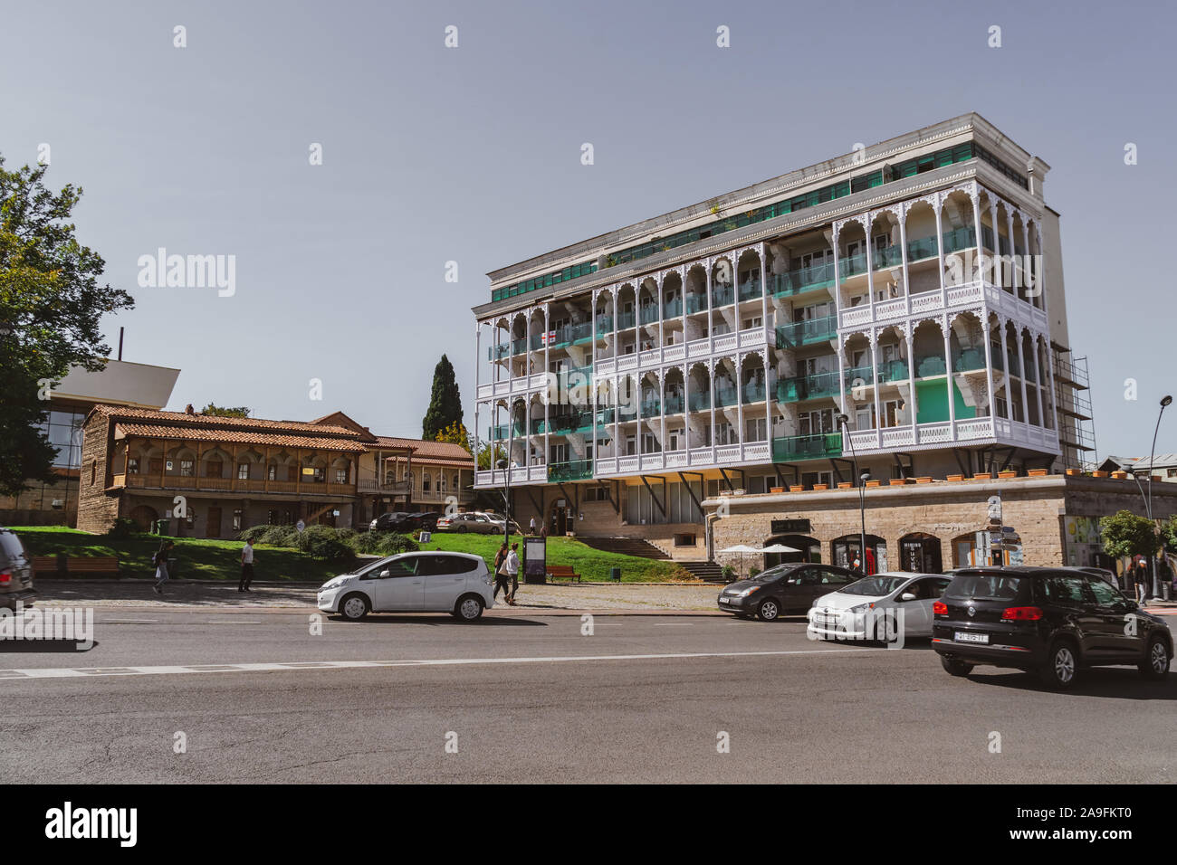 Telavi, Georgia - 07.10.2019: Traditional old houses of Telavi. Capital ...