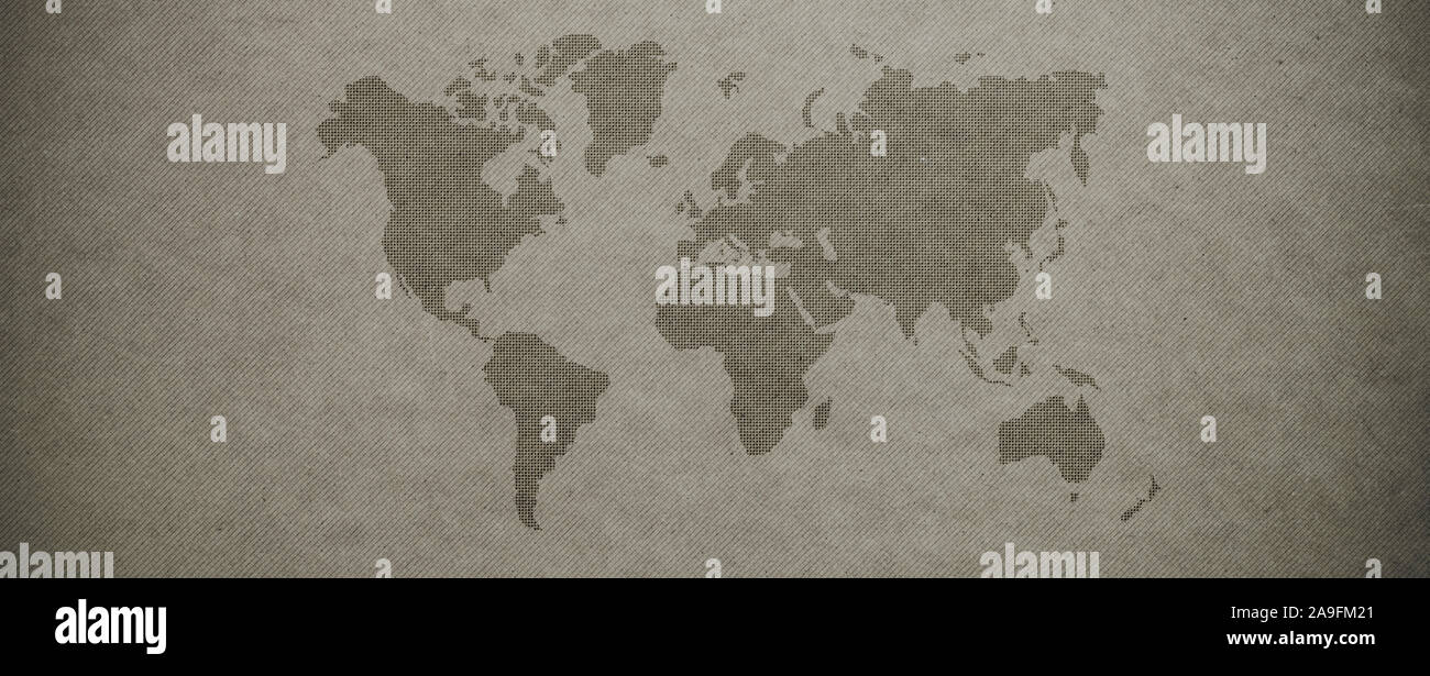 Textured world map background on paper surface Stock Photo - Alamy