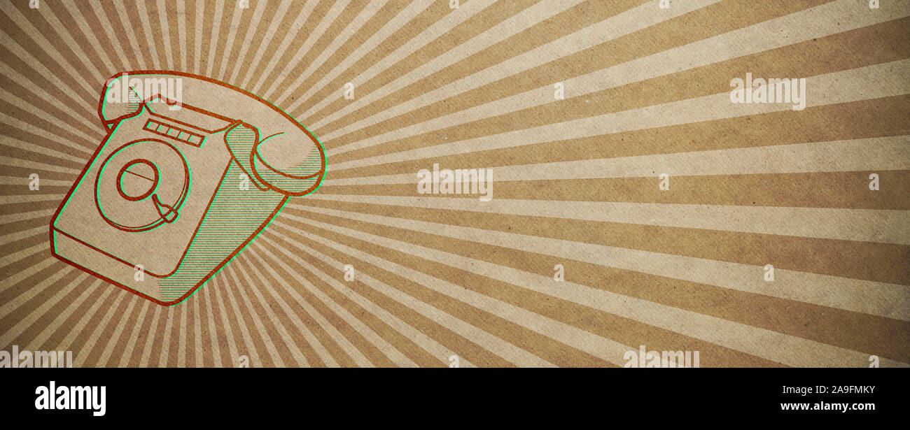 Retro telecommunications poster with vintage rotary dial telephone ...