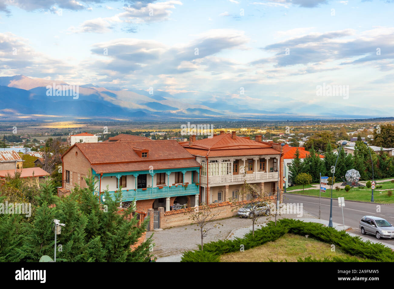 Telavi, Georgia - 07.10.2019: Traditional old houses of Telavi. Capital ...