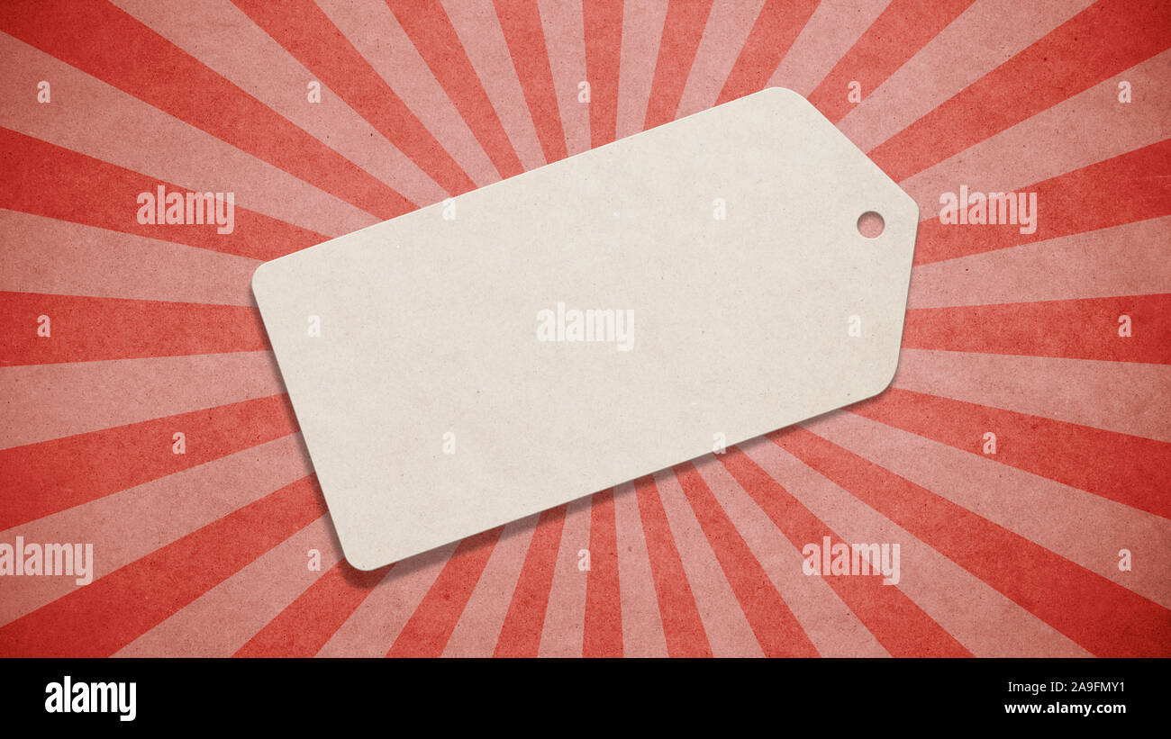 Vintage blank price tag on burst rays background Stock Photo - Alamy