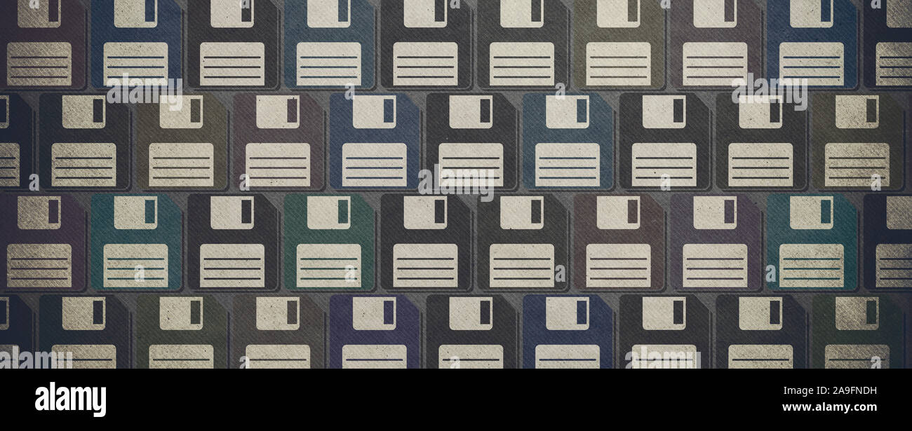 Vintage floppy disks textured background: retro revival and technology ...