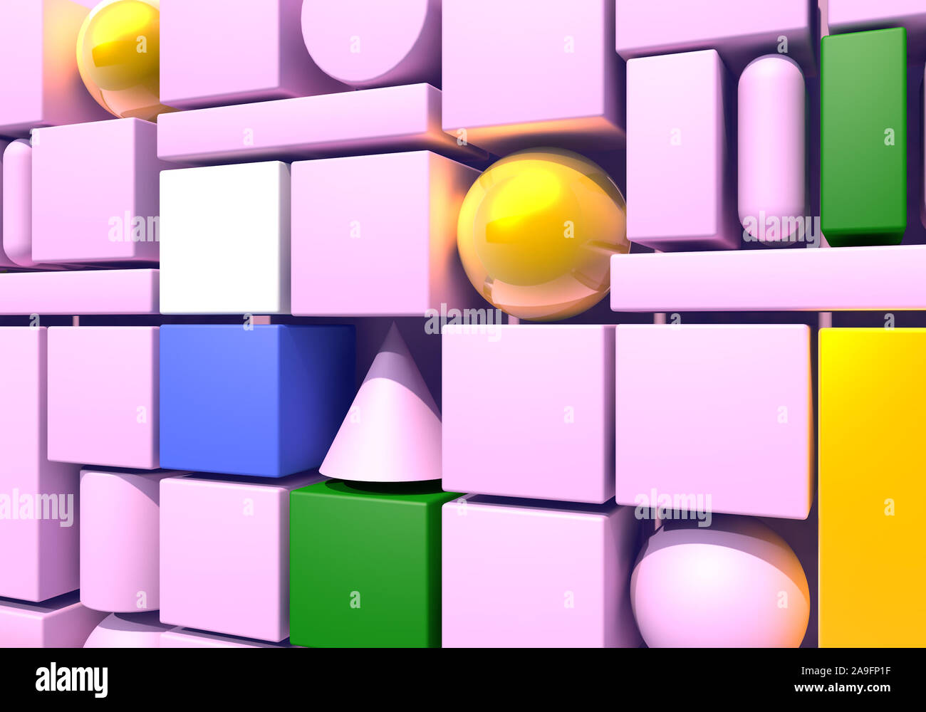 Abstract background with wall of multiple 3d shapes Stock Photo - Alamy