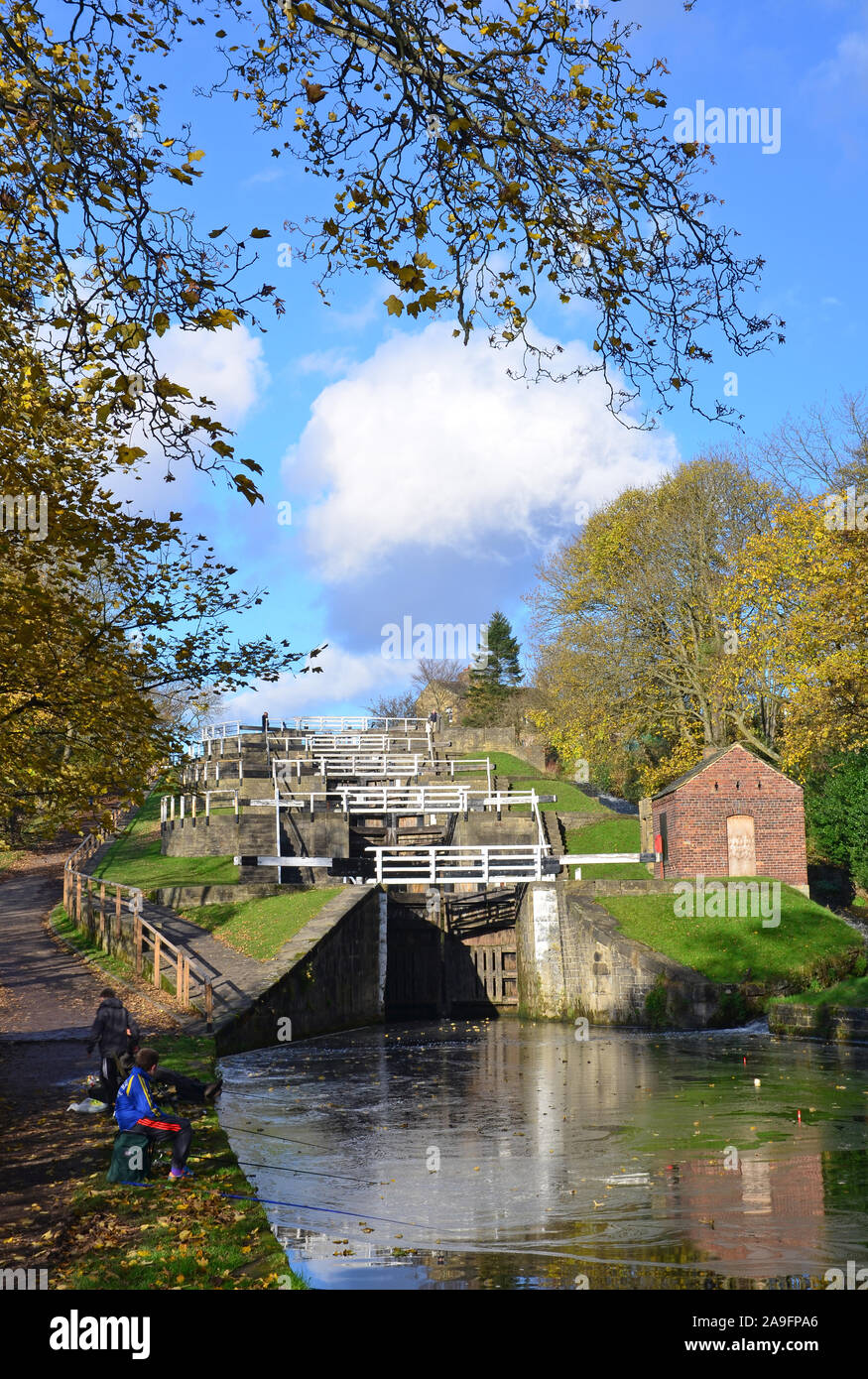 Five Rise Locks, Bingley, West Yorkshire in Autumn Stock Photo - Alamy