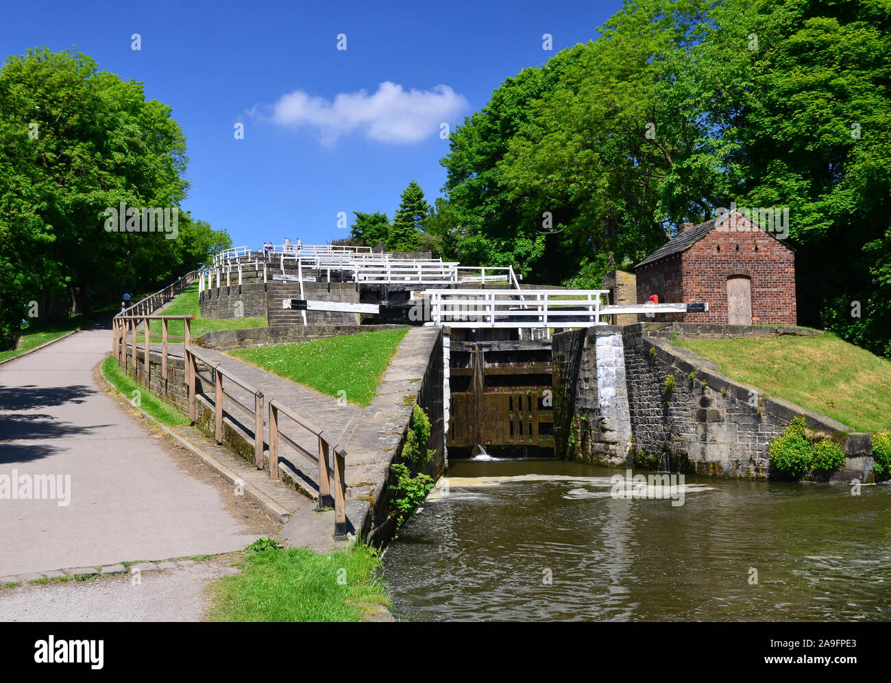 Five Rise Locks, Bingley, West Yorkshire, Summer Stock Photo - Alamy
