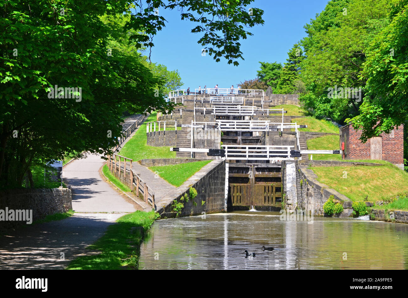 Five Rise Locks, Bingley, West Yorkshire, Summer Stock Photo - Alamy