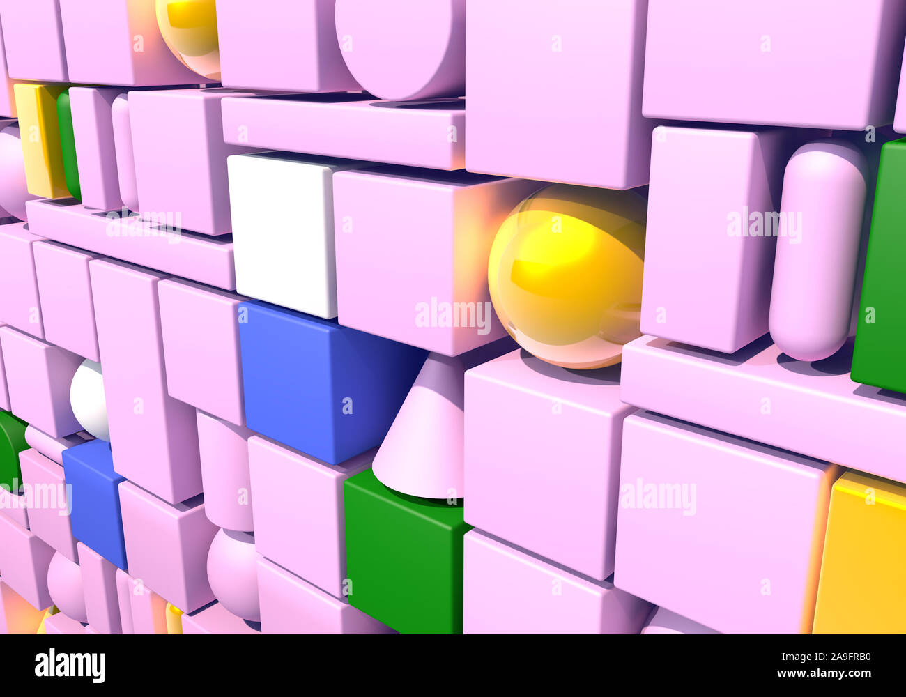 Abstract background with wall of multiple 3d shapes Stock Photo - Alamy