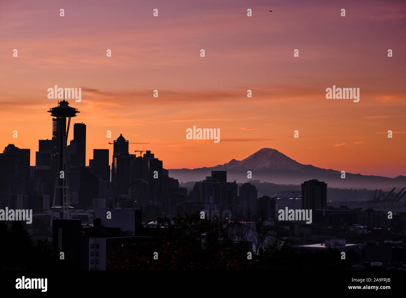 Downtown Seattle during sunrise, Photo 2 of a Panorama Stock Photo - Alamy