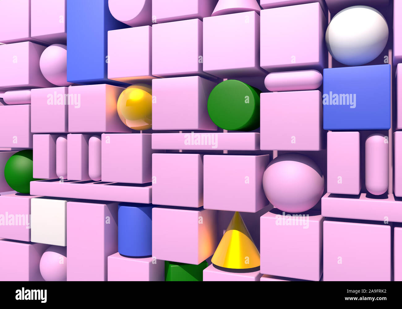Abstract background with wall of multiple 3d shapes Stock Photo - Alamy