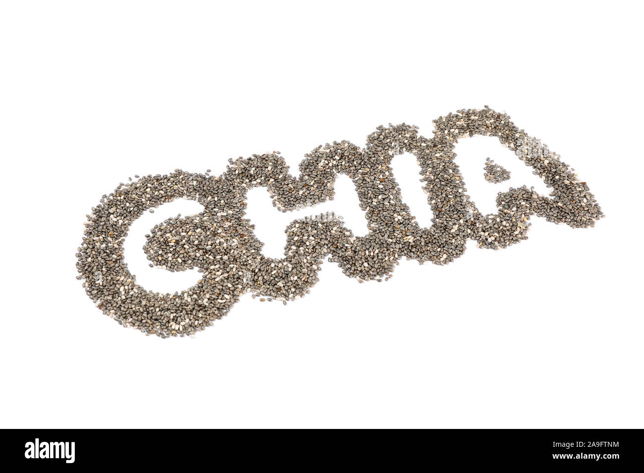 Word Chia layout of chia seeds, isolated on white background Stock ...