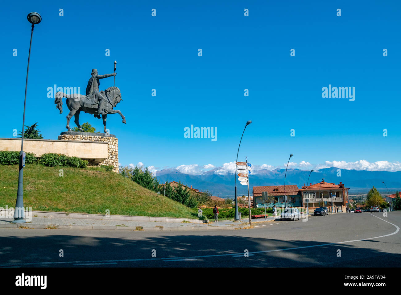 Telavi, Georgia - 07.10.2019: Statue of King Erekle (Heraclius) II in ...