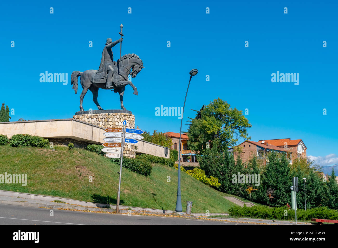 Telavi, Georgia - 07.10.2019: Statue of King Erekle (Heraclius) II in ...