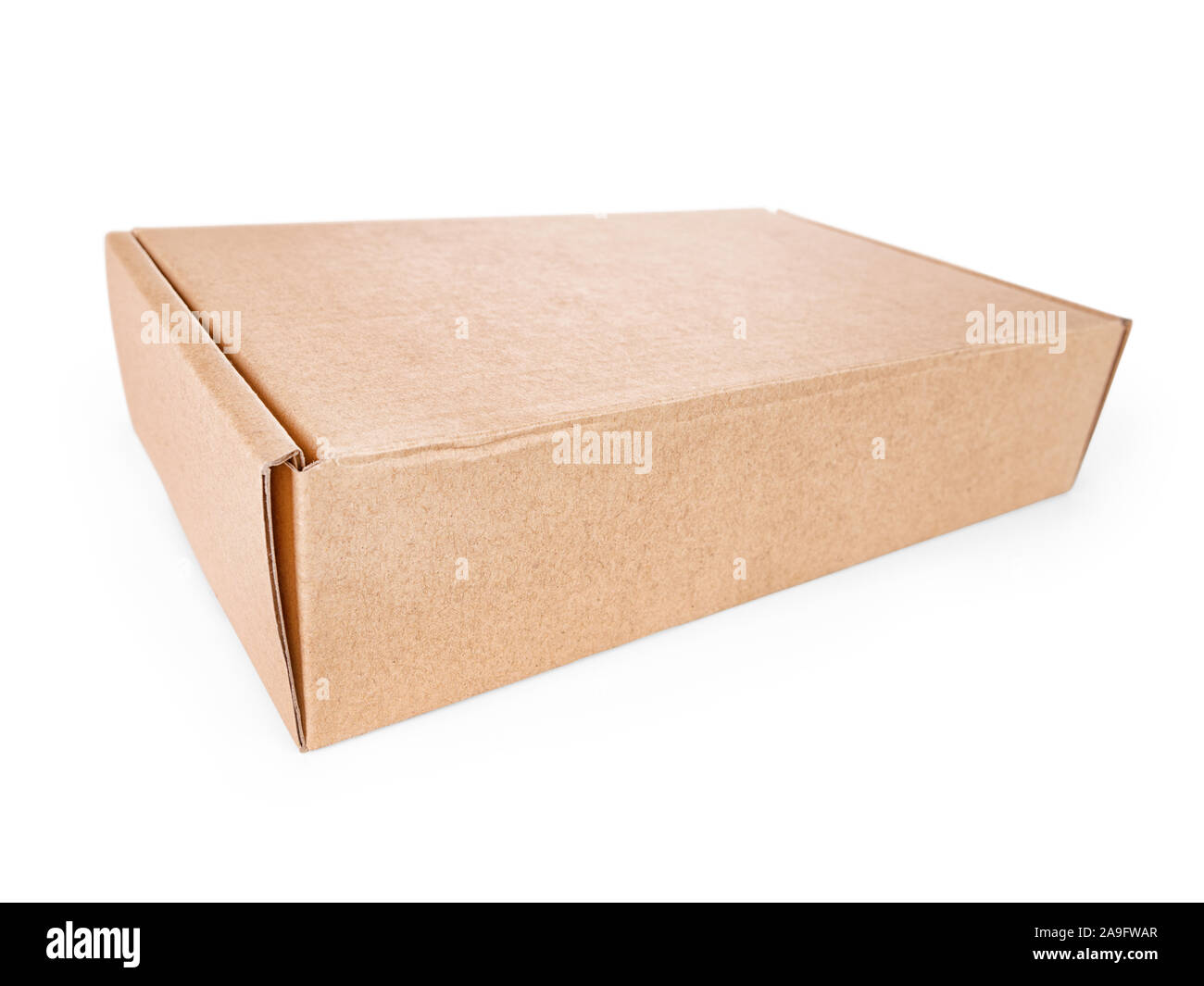 Cardboard box wide angle view. Isolated on white, clipping path ...