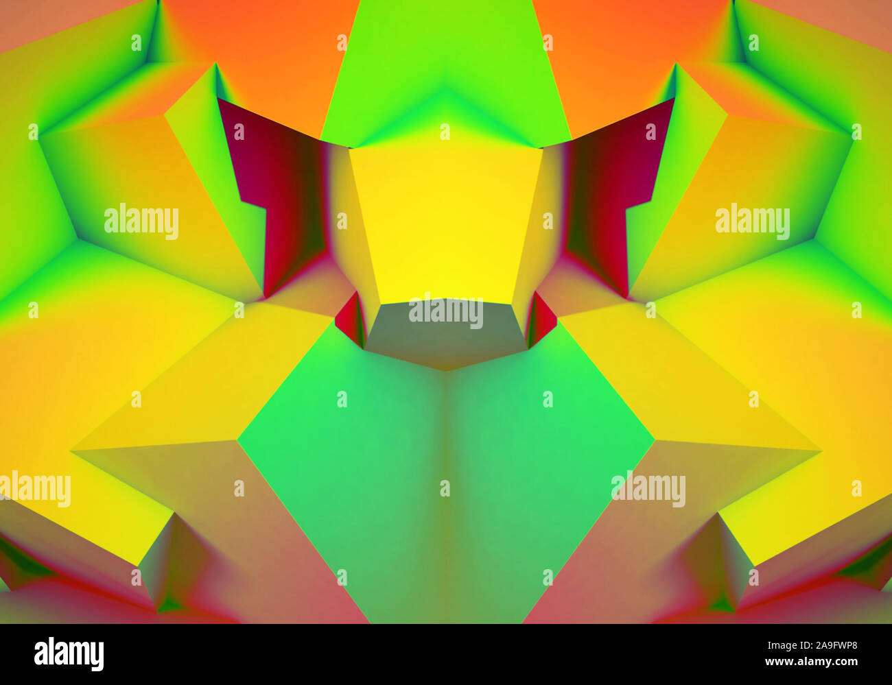 Abstract background with symmetric 3d shapes and vibrant colors Stock ...