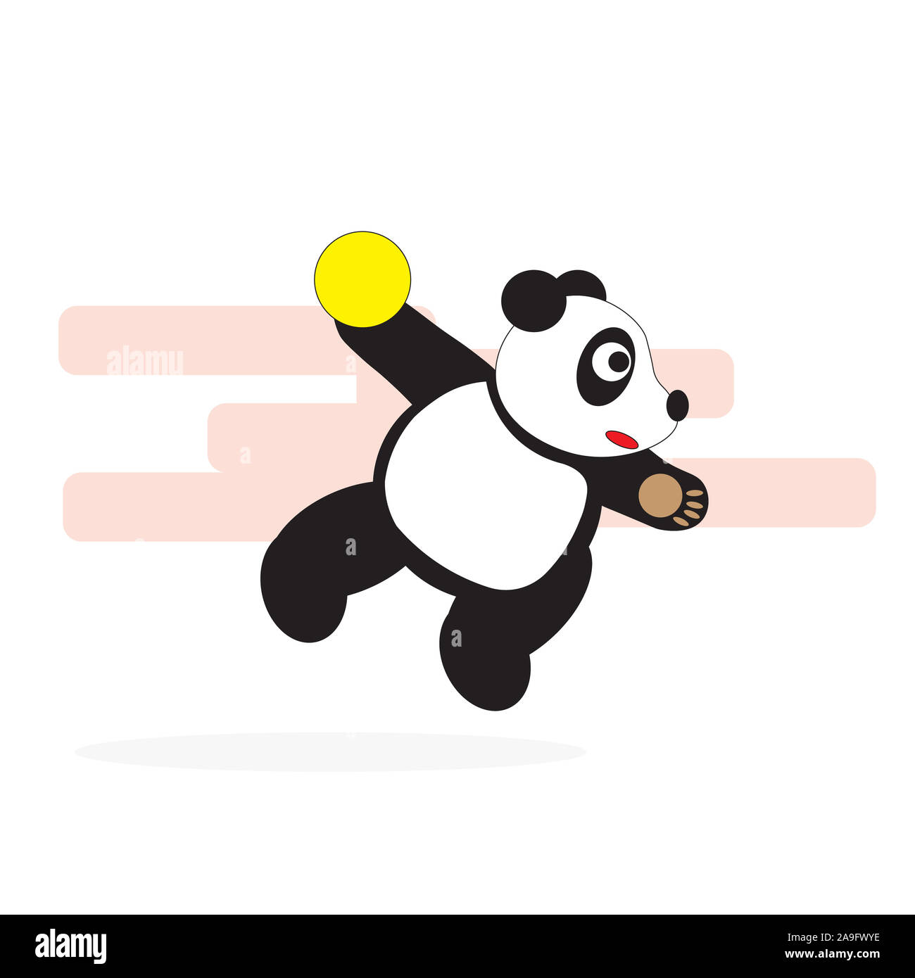 A panda bear throws a ball in a jump playing handball Stock Photo - Alamy
