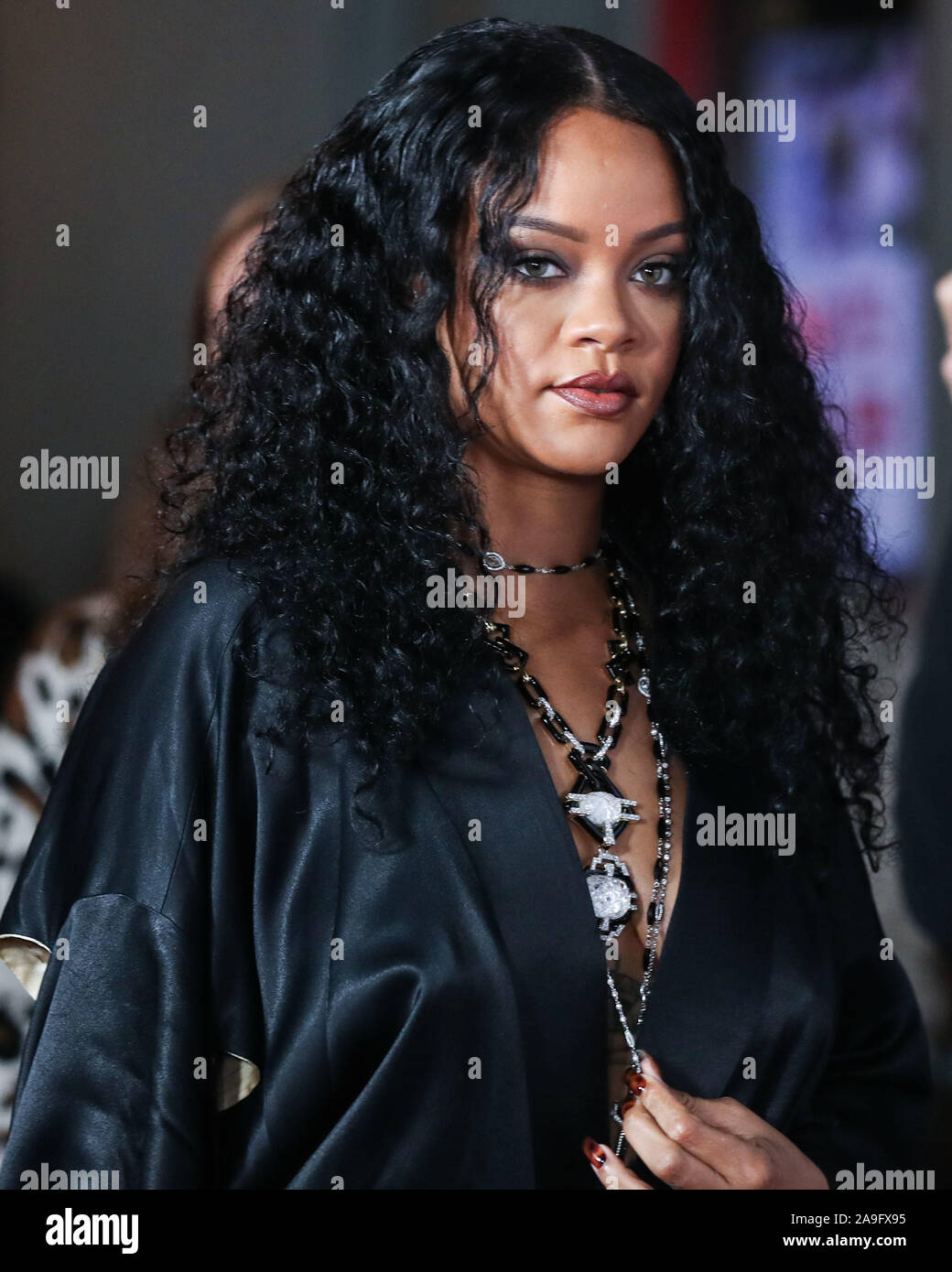 Rihanna Long Black Wavy Hair