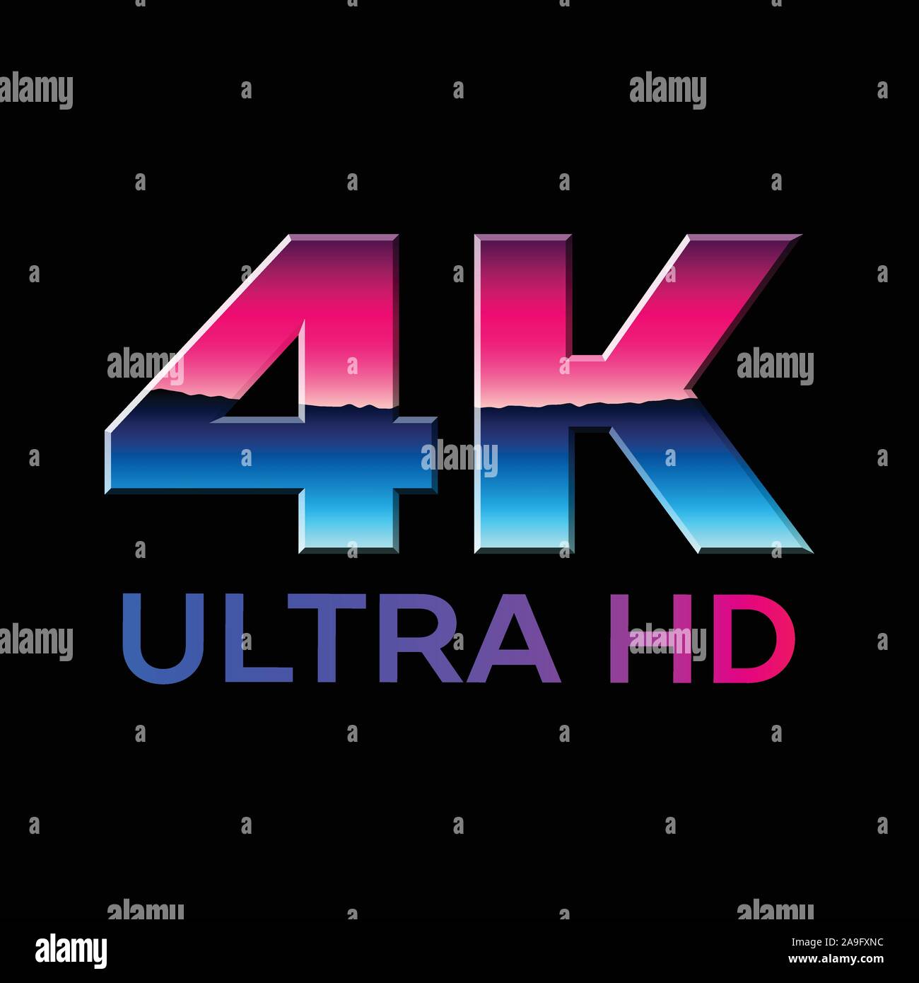 4k Ultra HD format logo with shiny chrome letters Stock Vector Image ...