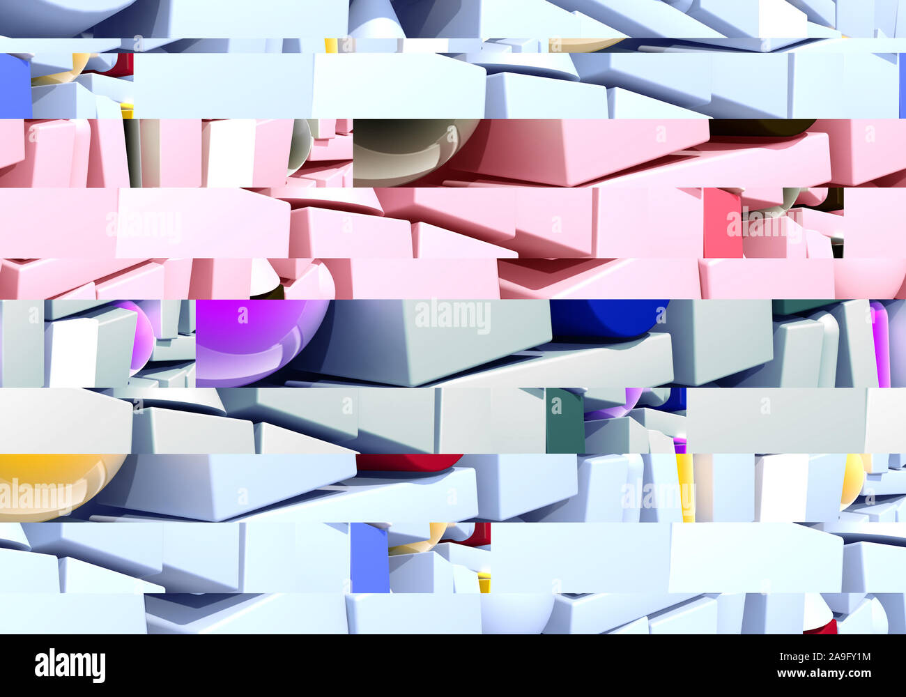 Abstract background with 3d figures and glitch effect Stock Photo - Alamy