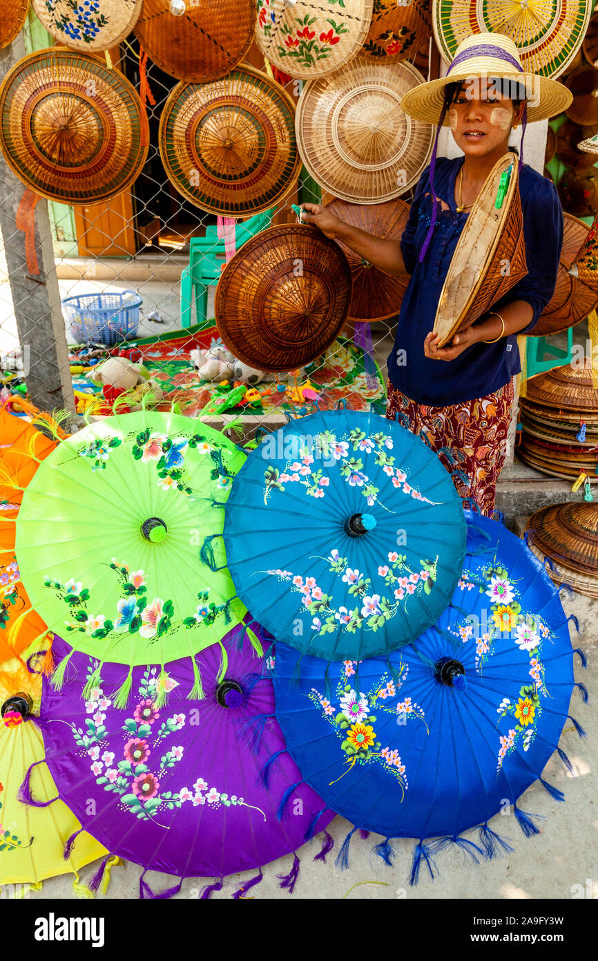 Myanmar burma burmese umbrellas parasols hi-res stock photography and ...