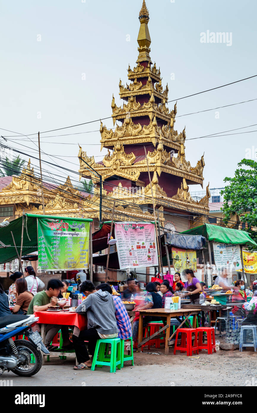 Local People Eating Street Food At The Night Market, Mandalay, Myanmar ...