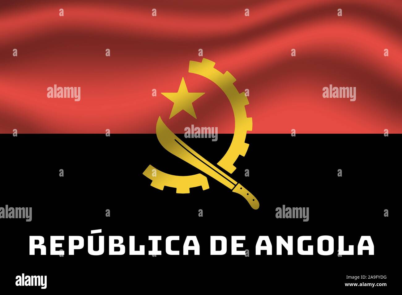 National flag of Republic of Angola. original colors and proportion ...
