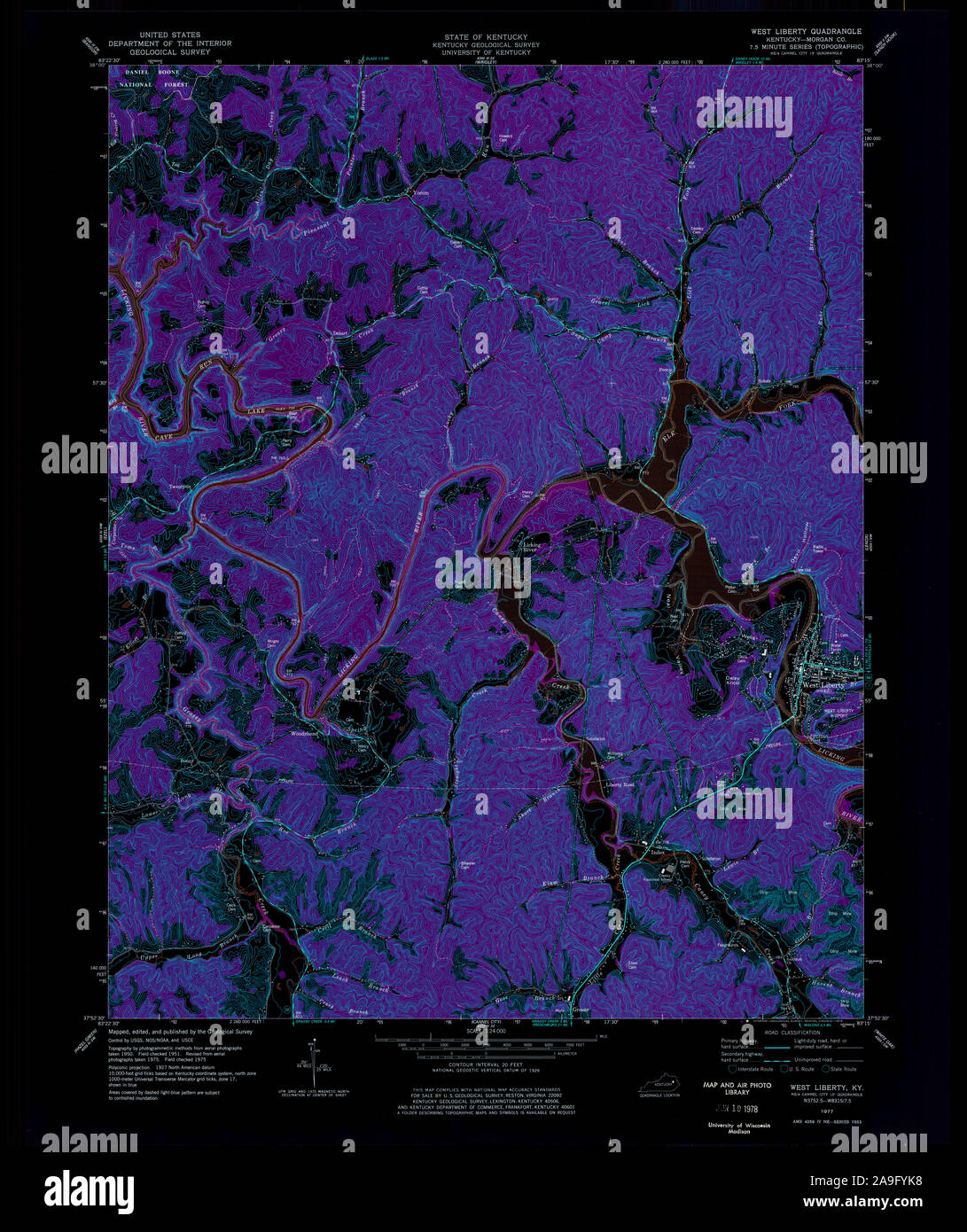 West liberty kentucky map hi-res stock photography and images - Alamy