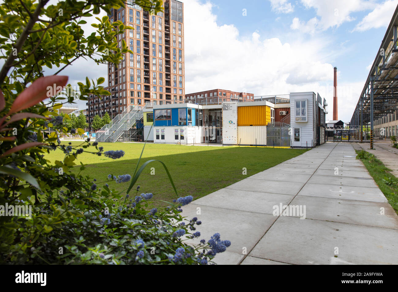 Creative temporary container city, self built with shipping containers ...