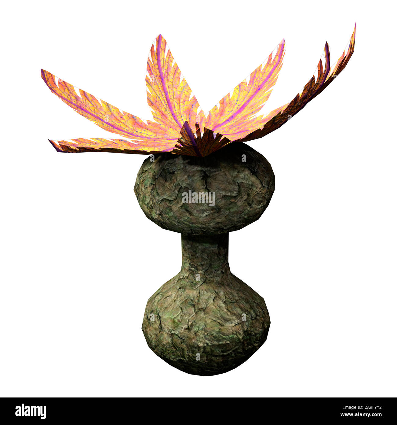 3D rendering of a fantasy alien plant isolated on white background ...