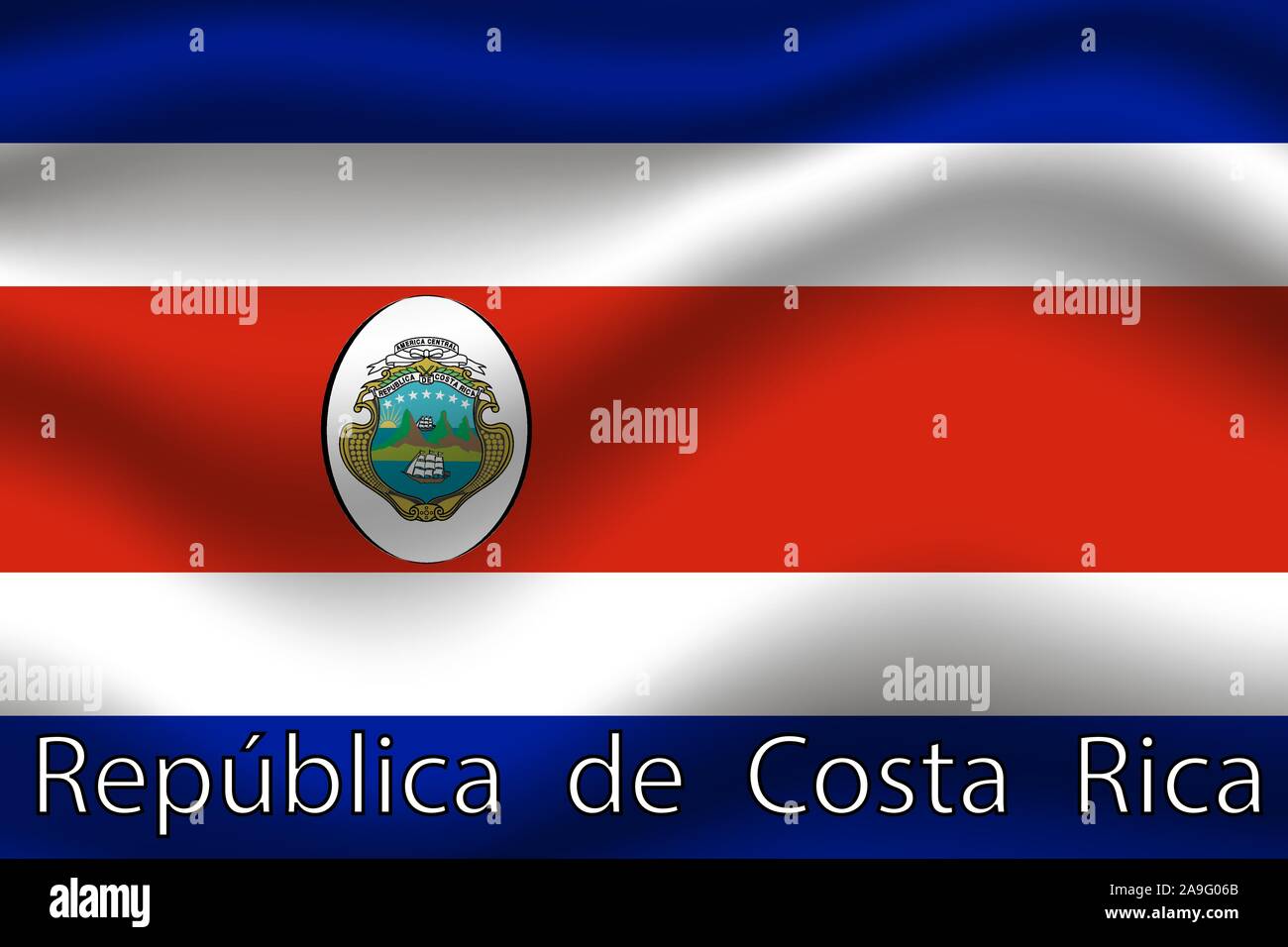 National flag of Republic of Costa Rica. original colors and proportion ...