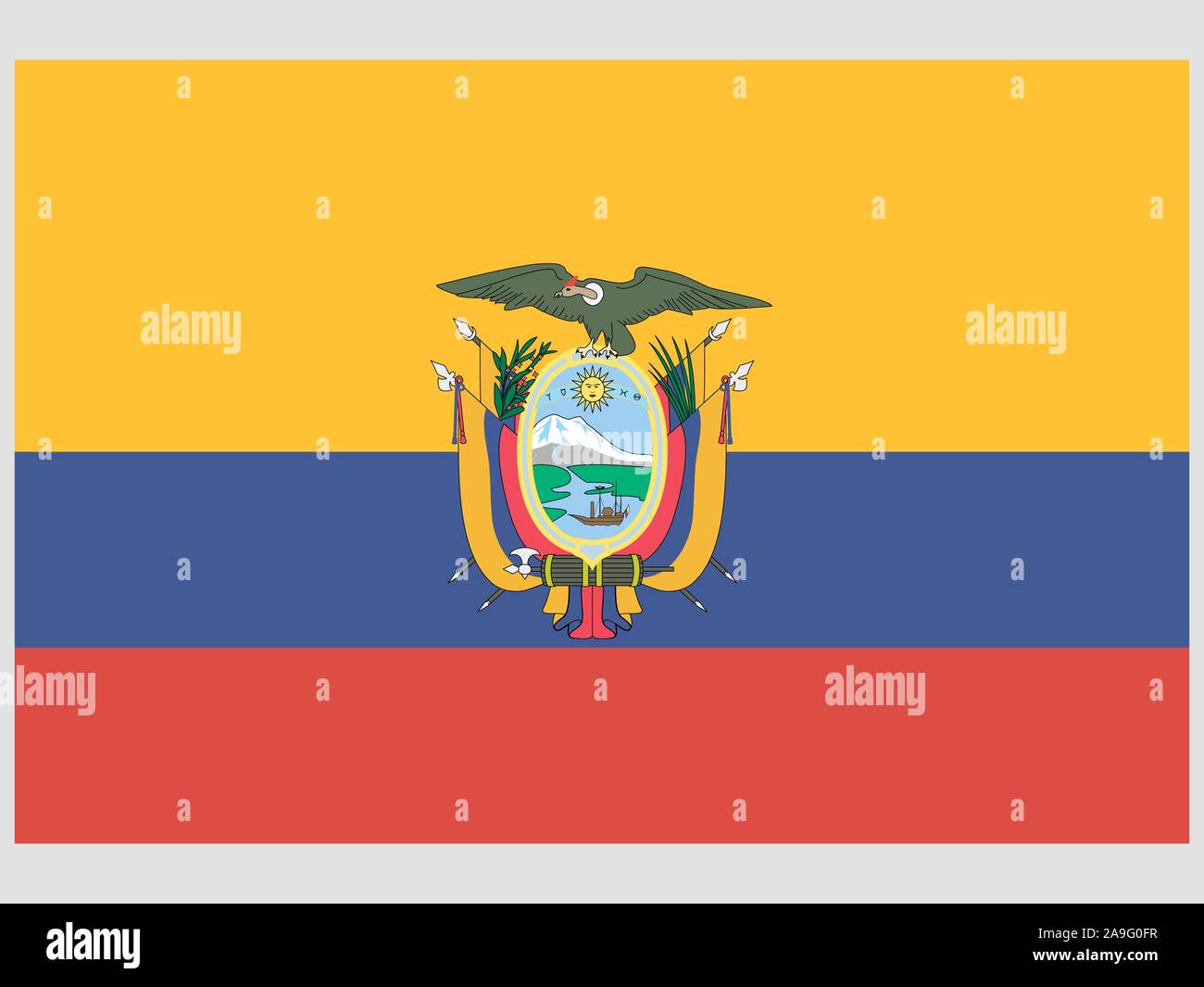 National flag of Republic of Ecuador. original colors and proportion ...