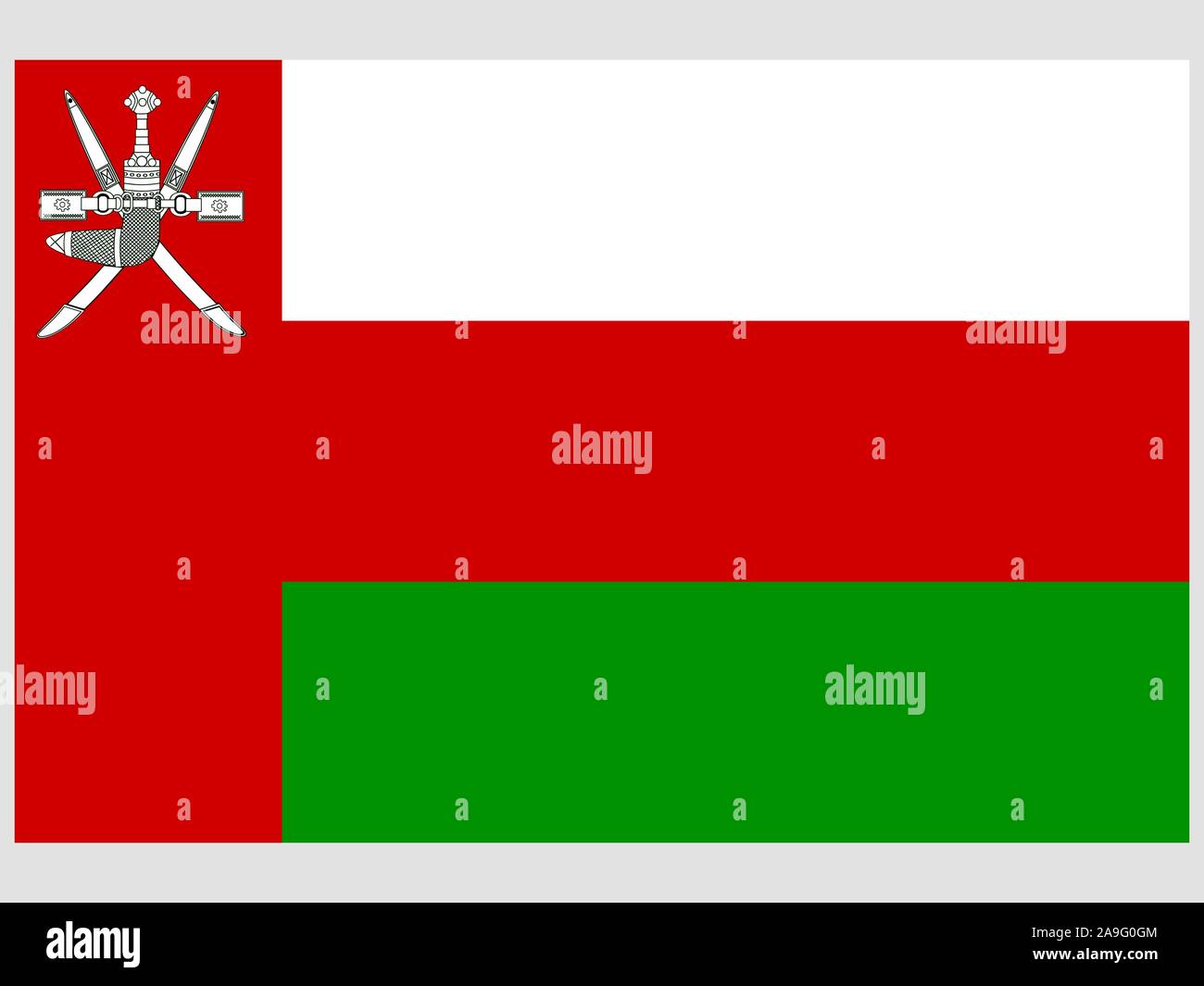 Beautiful national flag of Sultanate of Oman. original colors and ...