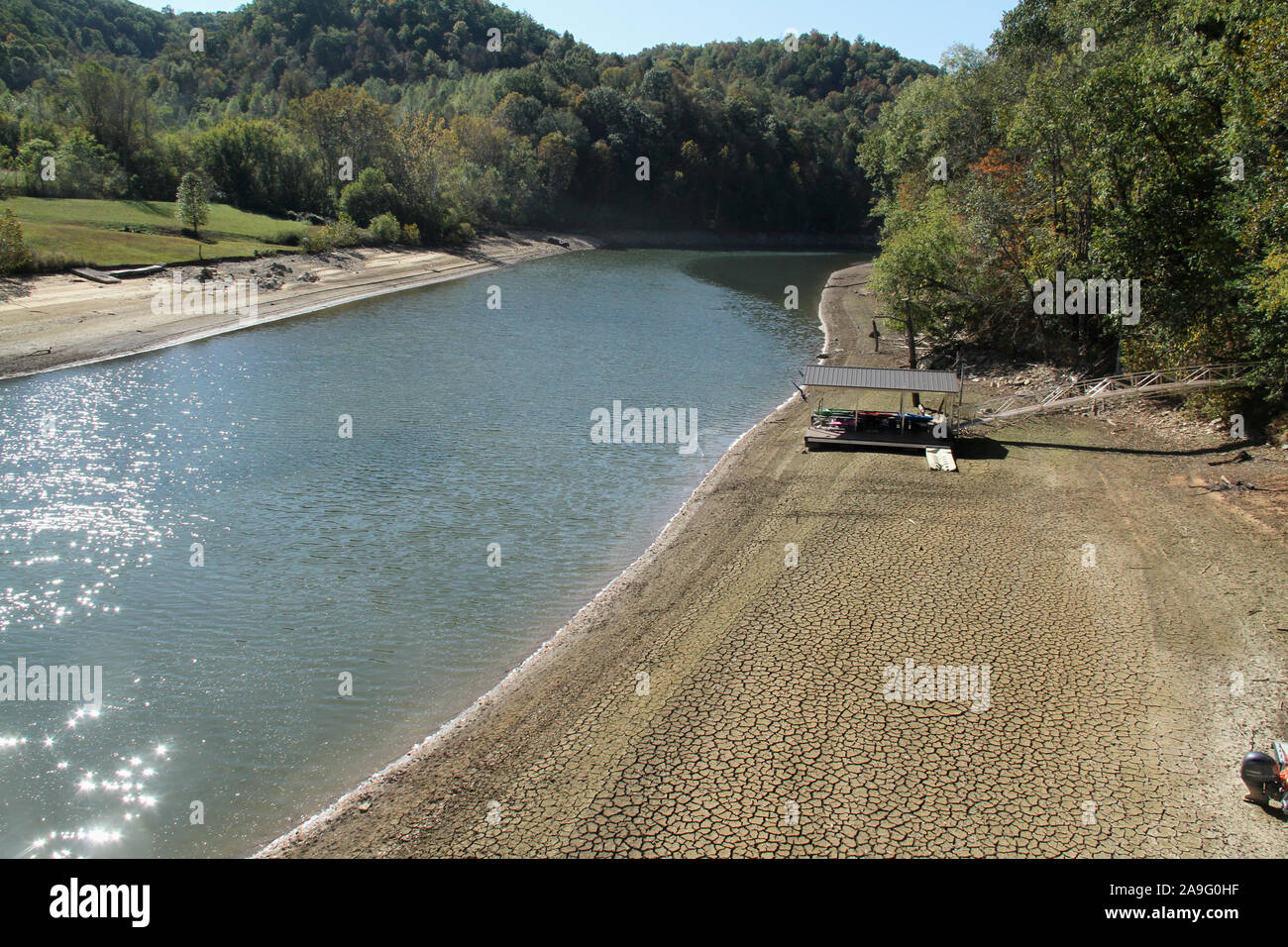 View of the South Fork Holston River in a period of drought near ...