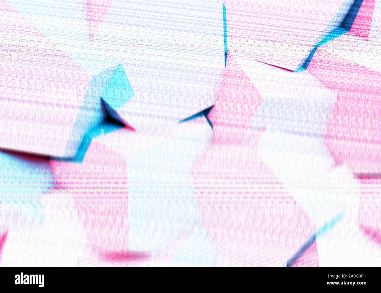 Abstract background with 3D shapes and broken tv glitch effect Stock ...