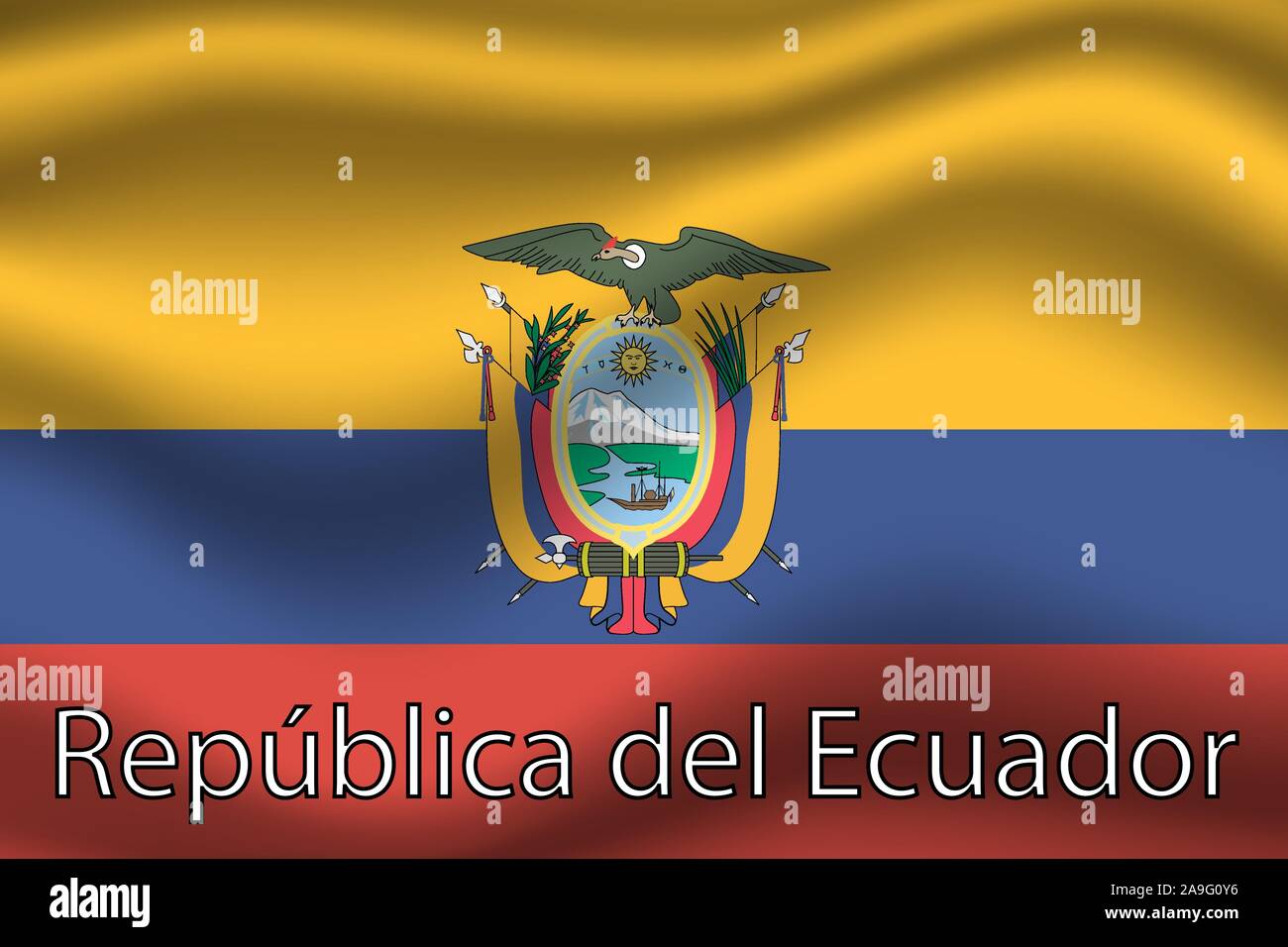 National flag of Republic of Ecuador. original colors and proportion ...