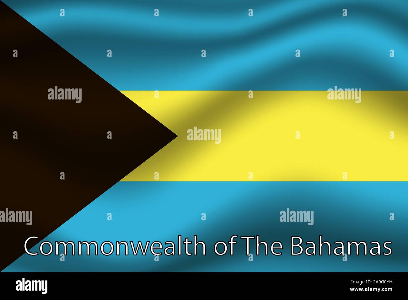 National flag of Commonwealth of Bahamas . original colors and ...